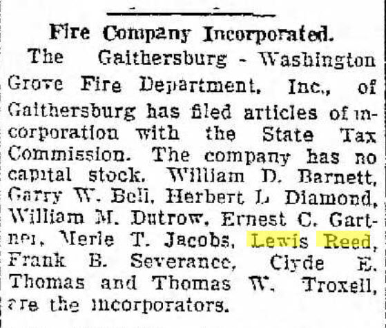 Original 1928 Incorporators: Gaithersburg-Washington Grove Volunteer ...