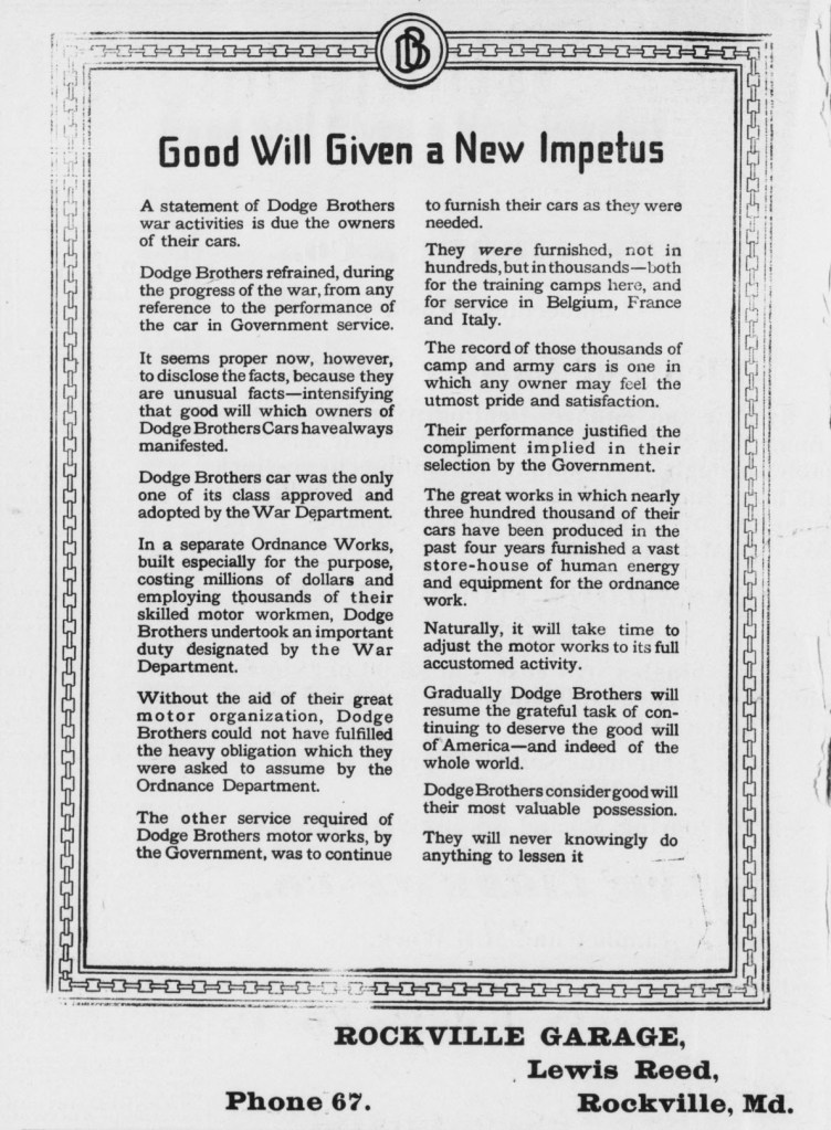 Early Newspaper Ads | Reed Brothers Dodge History 1915 – 2012